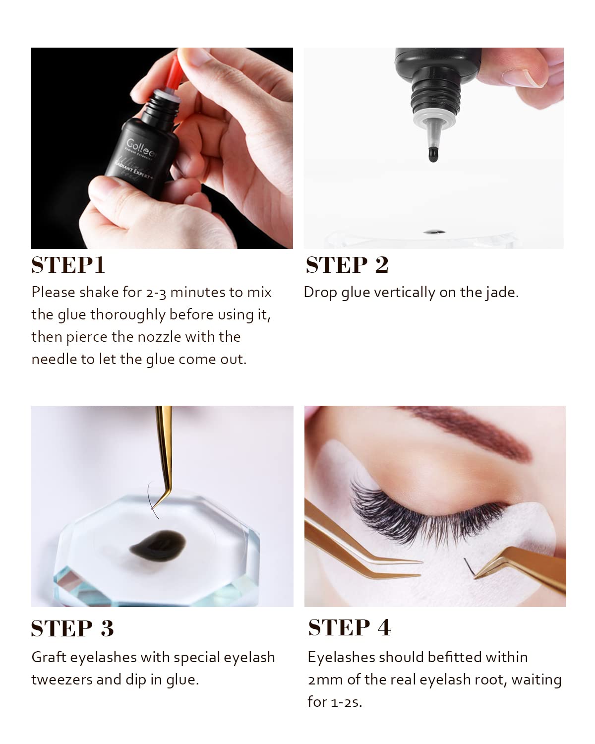 Eyelash Extension Glue 0.5 Sec Fast Drying/Retention -8 Week /(0.17fl.oz / 5ml) Eyelash Glue Waterproof Lash Extension Glue Semi-Permanent Extensions Black Adhesive Supplies for Professional USE ONLY