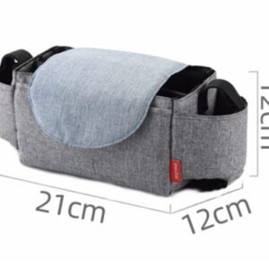 Universal Stroller Caddy, Stroller Organizer Featuring 6 Built-In Pockets, Adjustable Straps To Fit Nearly Any Stroller Active (Gray)