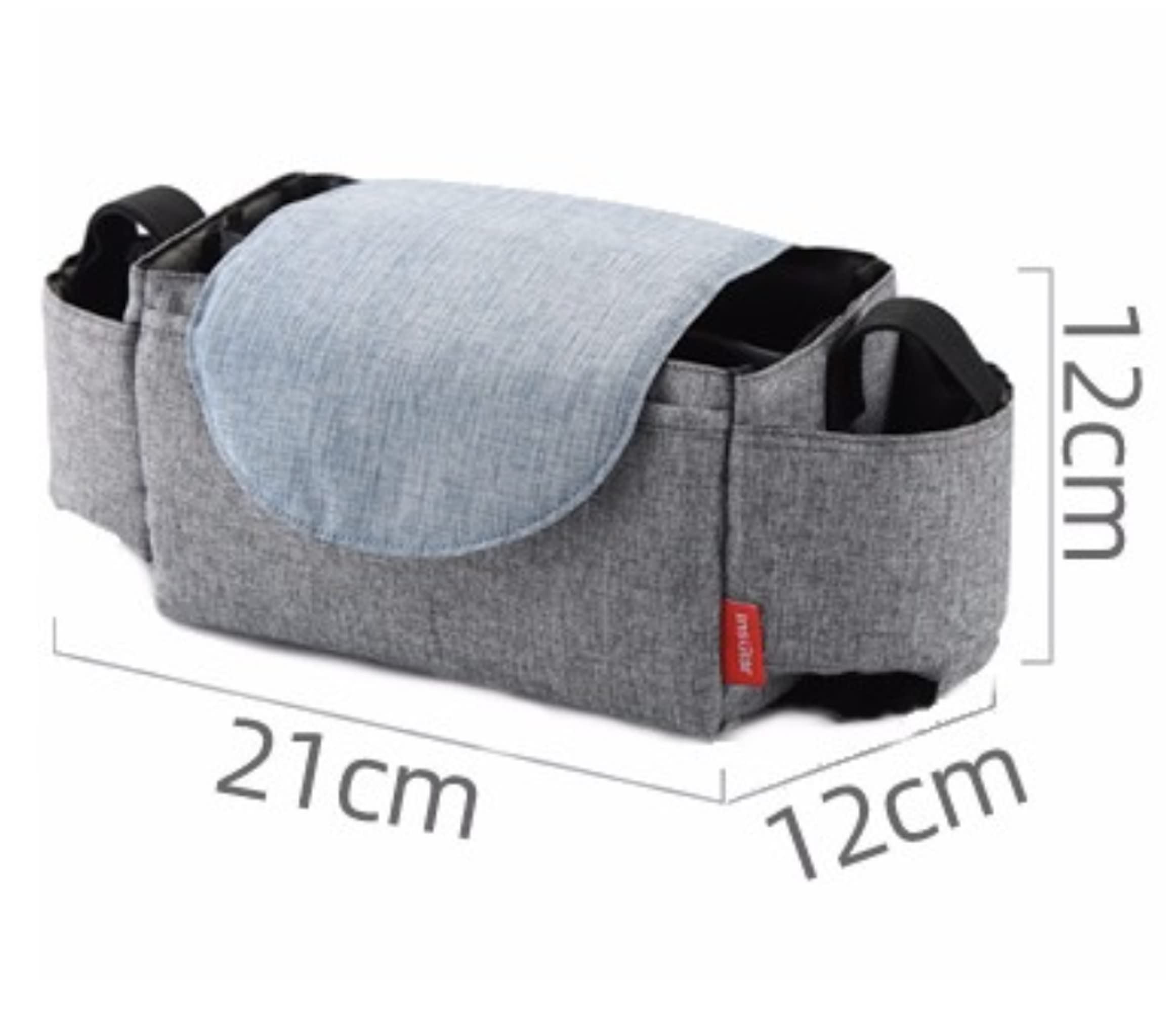 Universal Stroller Caddy, Stroller Organizer Featuring 6 Built-In Pockets, Adjustable Straps To Fit Nearly Any Stroller Active (Gray)