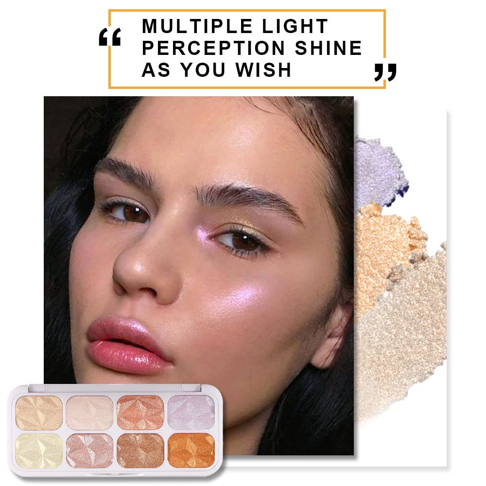 evpct 8 Colors Highlighter Makeup Palette for Face Highlighters & Luminizers iluminadores de maquillaje profesional Gold Cheek Diamond Shimmer Stick Glitter Contour Bronzer and Highlighter Palette