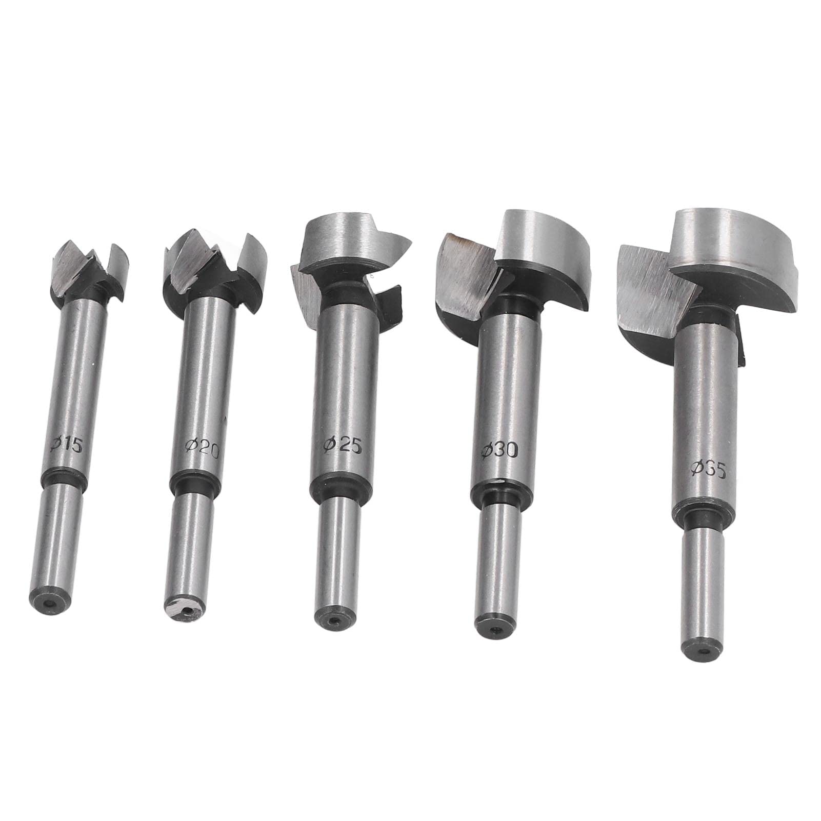 Drill Bit Set, 5Pcs Professional High Speed Carbon Steel Bits, 15mm 20mm 25mm 30mm 35mm Bit Set for Wood Drilling Holes