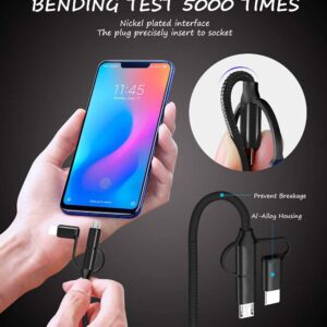 OUGIC USB C Multi Charging Cable (3ft), 5-in-1 PD 60W & QC3.0 20W, USB A/C to Type C/Phone/Micro USB, Compatible with Galaxy S21 Fold3 and More - Nylon Braided 1M