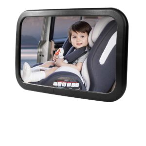 baby car mirror for car seat rear facing,large safety car seat mirror for rear facing infant child with wide crystal clear view - shatterproof 360° adjustable baby mirror for back seat rear facing