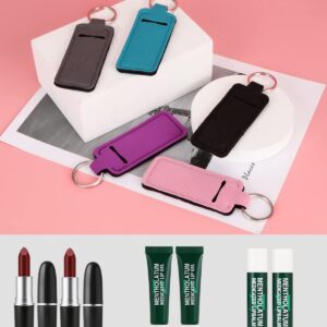 Meiiy Lip Balm Sleeve Pouch Chapstick Holder With Clip Lipstick Lip Gloss Holder Stocking Stuffers Gift for Women (5pcs)