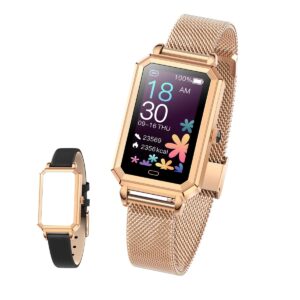 smart watch for women, waterproof ladies fitness traker blood pressure heart rate blood oxygen sleep monitor message notification sport pedometer, for ios android fulfilled by fba