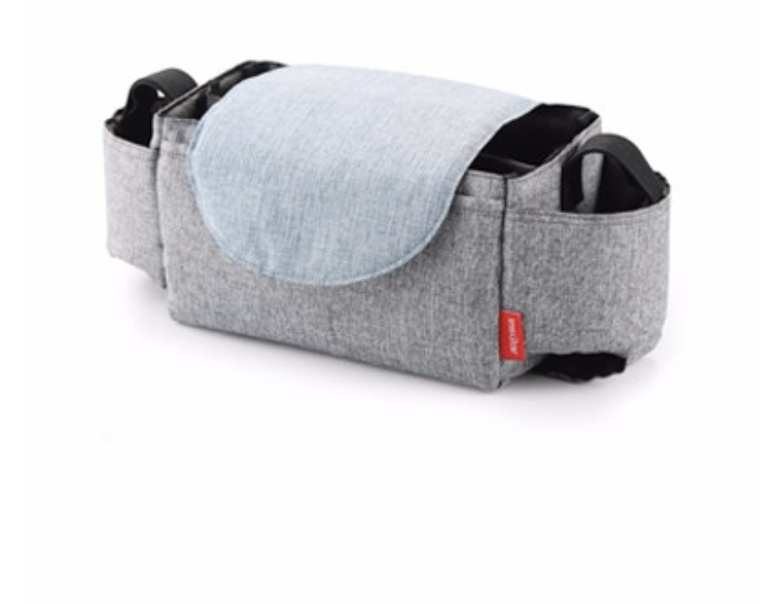 Universal Stroller Caddy, Stroller Organizer Featuring 6 Built-In Pockets, Adjustable Straps To Fit Nearly Any Stroller Active (Gray)