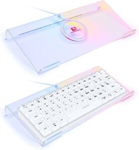 selorss acrylic computer keyboard holder,366 kinds rgb compact keyboard tray,gaming keyboard usb interface titled keyboard stand ergonomic typing,clear keyboard riser for office desk,pc,gaming.