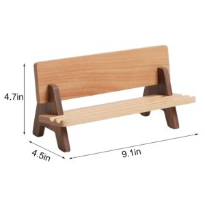 SINORHEMA Wood Ipad Stand Chair Phone Holder Desktop Adjustable Dock Cradle Compatible with Tablets Garden Bench Shaped Cute iPad Stand with Charging Port