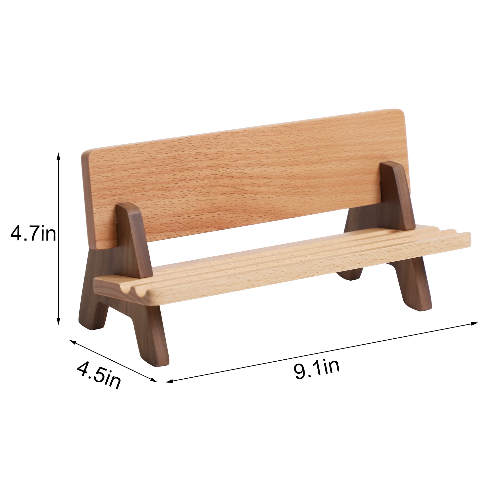 SINORHEMA Wood Ipad Stand Chair Phone Holder Desktop Adjustable Dock Cradle Compatible with Tablets Garden Bench Shaped Cute iPad Stand with Charging Port