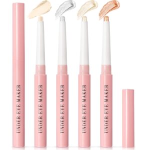 newbang 4pcs white eyeshadow pencil,glitter shimmer matte hypoallergenic eyeshadow pen,neutral cream eye shadow stick,long lasting waterproof lying silkworm brightening pen set