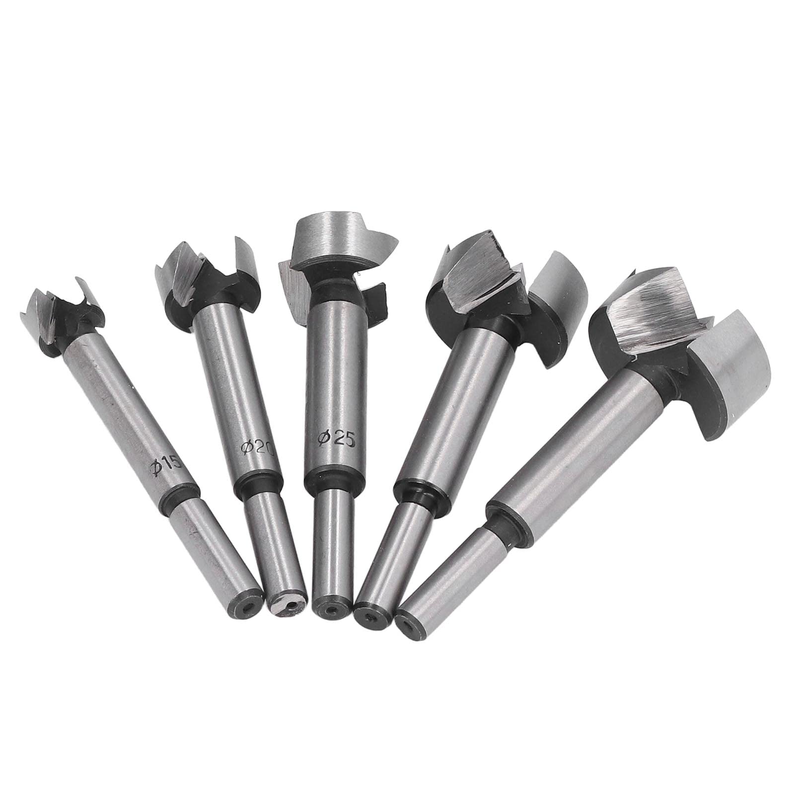 Drill Bit Set, 5Pcs Professional High Speed Carbon Steel Bits, 15mm 20mm 25mm 30mm 35mm Bit Set for Wood Drilling Holes