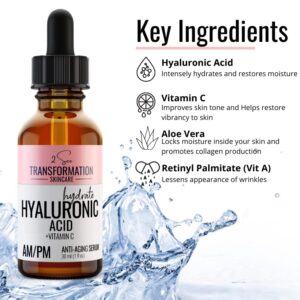 Vitamin C Serum, Hyaluronic Acid Serum for Face, Anti Aging, Menopause Support, Skin Care Products, Smooth & Tightening Skincare, Dark Spot Remover_2 See Transformation Skincare, 1 oz