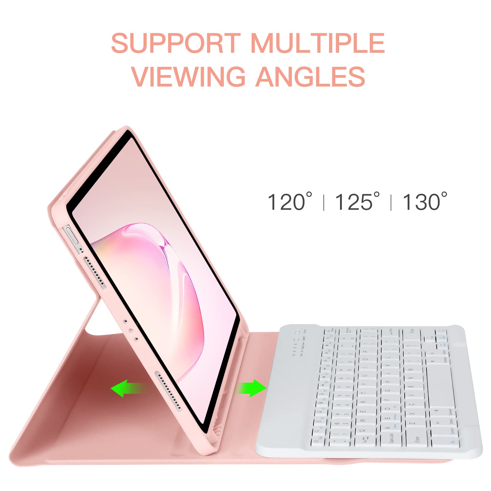 BQSS Keyboard Case for iPad Air 11 Inch (M2) 2024 Wireless Keyboard Case for iPad Air 10.9 Inch 5th/4th Generation 2022 Detachable for iPad air 4th 2020 for iPad Pro 1st Case with Pencil Holder Pink