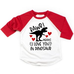 bump and beyond designs dinosaur valentine's shirt boys, rawr means i love you (red 5t)