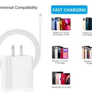 2 Pack [Apple MFi Certified ] 20W USB C Wall Chargers 6FT Cables Compatible with iPhone 14/14 Pro/14 Pro Max/14 Plus/13/13Pro/12/12 Pro/11/11Pro,iPad, Fast Charging