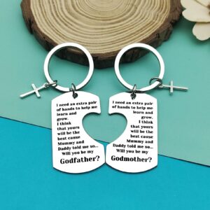 Godparent Gifts from Godchild Will You Be My Godmother/Godfather Keychain Set Godparents Proposal Gifts for Baptism Christening Gift Godparents Announcement Jewelry First Communion Gift for Godparent