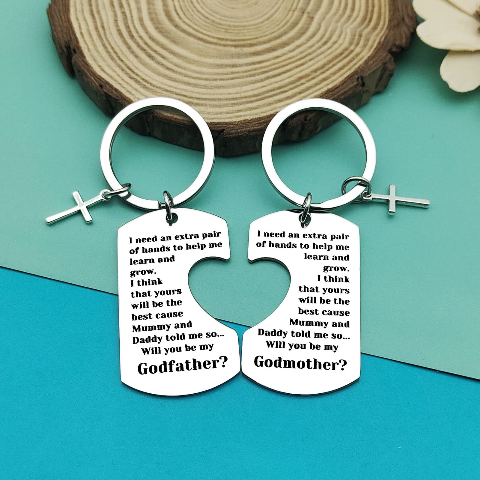 Godparent Gifts from Godchild Will You Be My Godmother/Godfather Keychain Set Godparents Proposal Gifts for Baptism Christening Gift Godparents Announcement Jewelry First Communion Gift for Godparent