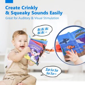 Ailiserno Cloth Books Toy 4 Set -- Sensory Touch Learning Shower with Crinkle Cloth Book for Baby and Toddlers