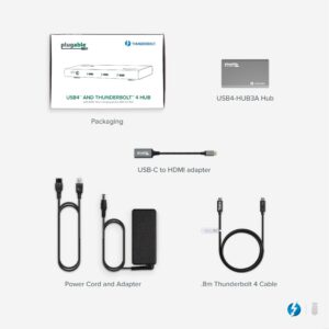 Plugable 5-in-1 Thunderbolt 4 Hub,Single 8K or Dual 4K Display; 4K HDMI Adapter Included, Offers Thunderbolt 4/3, USB4, and USB-C Expansion for Modern Mac and Windows Systems, Driverless