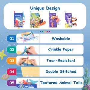 Ailiserno Cloth Books Toy 4 Set -- Sensory Touch Learning Shower with Crinkle Cloth Book for Baby and Toddlers