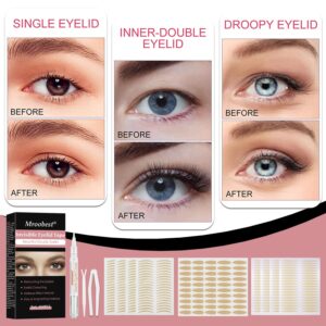 Eyelid Tape, Eyelid Lifter Strips, Double-Eyelid-Tape-for-Hooded-Eyes, Ultra Invisible Double Eyelid Sided Sticky, Instant Eyelid Lift for Heavy Saggy, Hooded, Uneven, Mono-eyelids, 480PCS