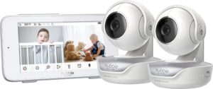 hubble connected nursery pal deluxe 5" smart hd twin baby monitor and 2 cameras with built-in rechargeable batteries to use at home or on the go