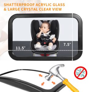 Baby Car Mirror for Car Seat Rear Facing,Large Safety Car Seat Mirror for Rear Facing Infant Child with Wide Crystal Clear View - Shatterproof 360° Adjustable Baby Mirror for Back Seat Rear Facing