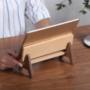 SINORHEMA Wood Ipad Stand Chair Phone Holder Desktop Adjustable Dock Cradle Compatible with Tablets Garden Bench Shaped Cute iPad Stand with Charging Port