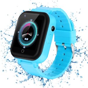 livego 4g smartwatch for kids, ip67 waterproof gps smart watch with voice and video chat tracker pedometer sos sim wifi, cell phone wrist watch for 3-15 years kids gifts (blue)