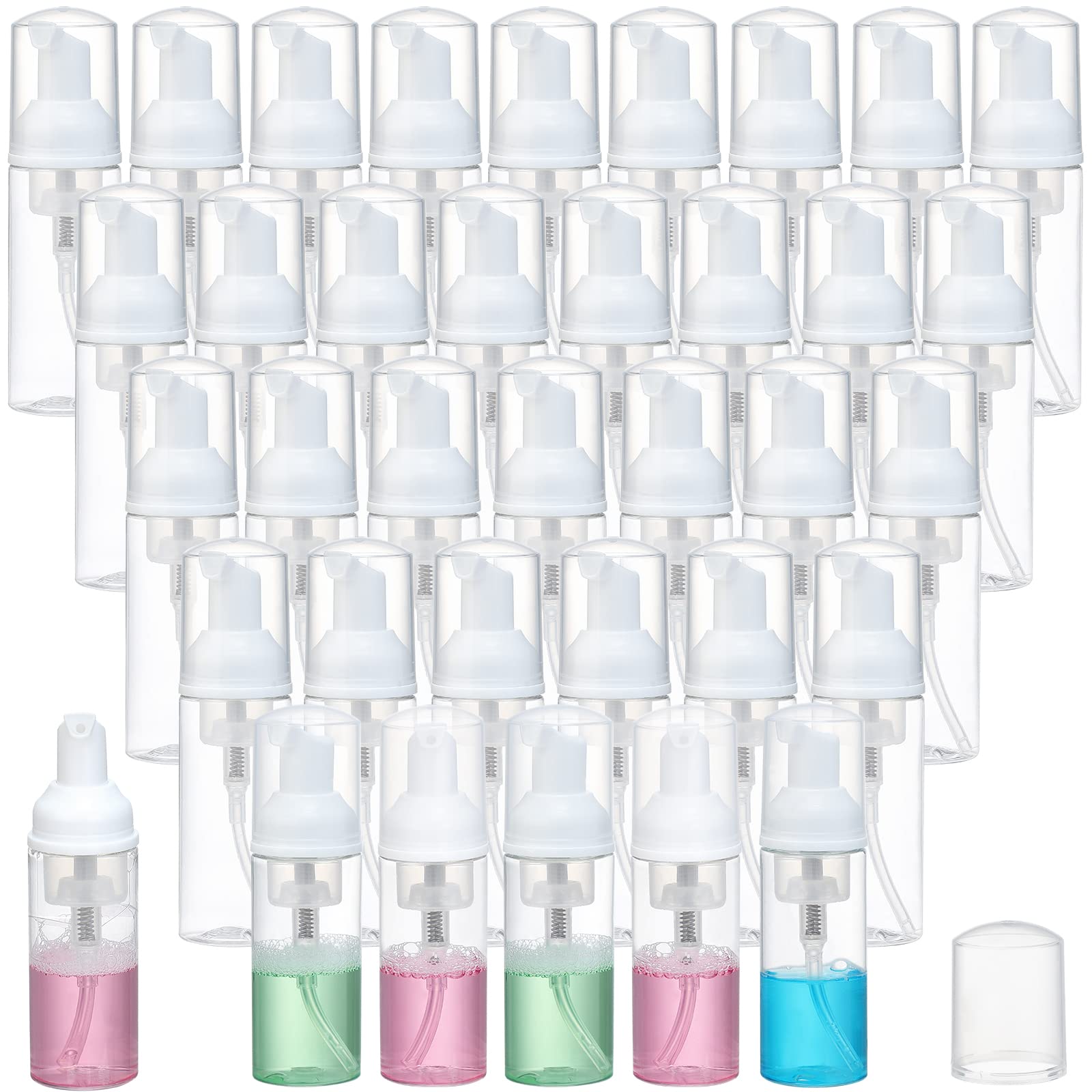 36 pcs 2oz Empty Foam Soap Dispensers Bottle Mini Lash Cleanser Bottles Refillable Cleaning for Shampoo Lotion Hand Sanitizer Cosmetics Castile BPA-Free