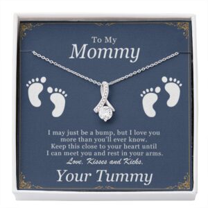 to my mommy from your tummy necklace, mommy gift from unborn baby, new mom gift, new mom gift from husband, baby bump gift, new mom gift idea, pregnant wife gift