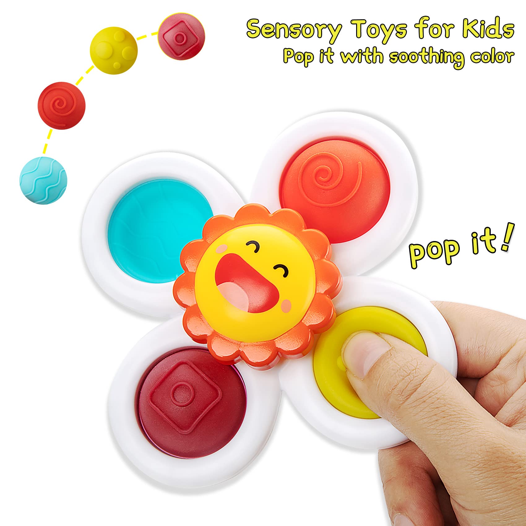 NARRIO Suction Cup Spinner Toys for 1 Year Old Boy Gifts, Spinning Top Baby Bath Toys 6-12-18 Months, 1st One Year Old Girl Christmas Birthday Gifts Travel Sensory Toys for Toddlers 1-3