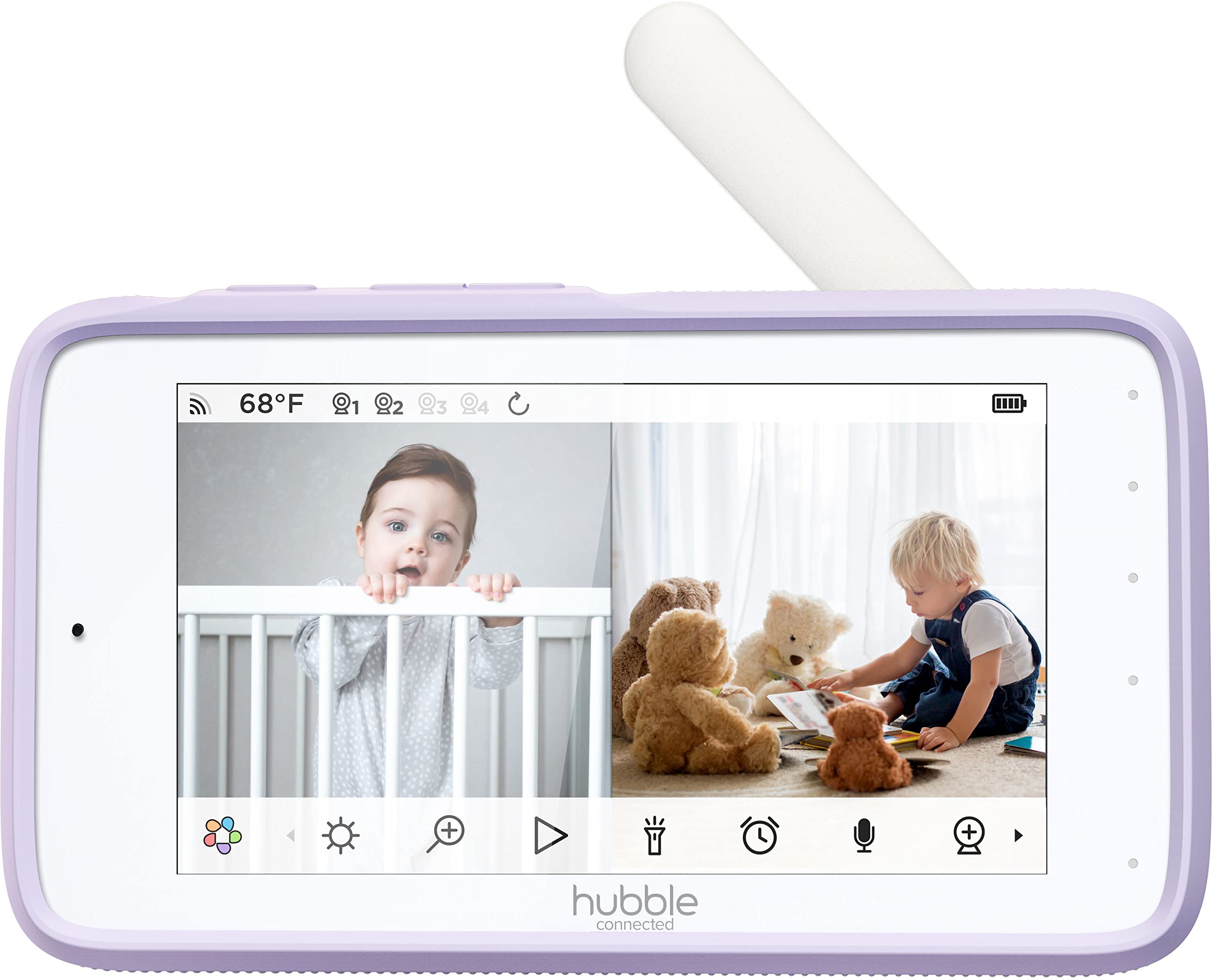 HUBBLE CONNECTED Nursery Pal Deluxe 5" Smart HD Twin Baby Monitor and 2 Cameras with Built-in Rechargeable Batteries to Use at Home Or On The Go