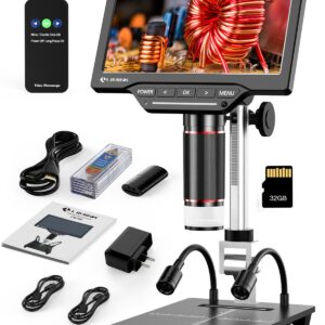 Digital Microscope,LLIMINK LM700 Coin Microscope 1200X,16MP Coin Micro Soldering Microscope with 7inch HDMI FHD IPS Screen,Dual Touch Dimming,Windows/Mac OS/TV Compatible,32GB