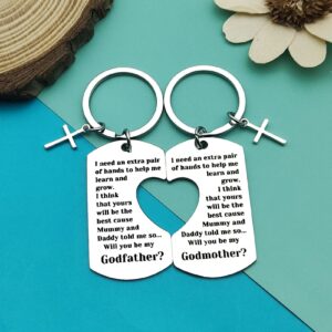 Godparent Gifts from Godchild Will You Be My Godmother/Godfather Keychain Set Godparents Proposal Gifts for Baptism Christening Gift Godparents Announcement Jewelry First Communion Gift for Godparent