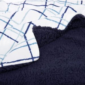 Lila & Jack Reversible Mink and Sherpa Baby Blanket, Newborn - Toddler Blanket 30 X 40 Inches (Mix Grid)