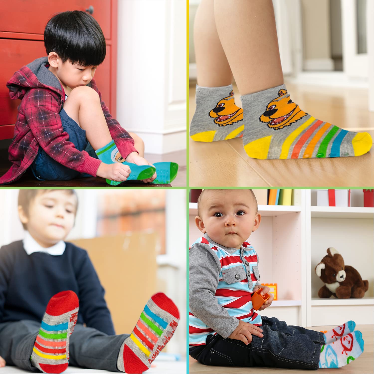 Accessory Supply Cocomelon Socks, 10-Pack Kids Socks for 6-24 Months & 2T-5T, Socks with Grips for Kids