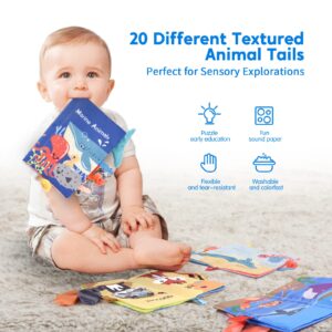 Ailiserno Cloth Books Toy 4 Set -- Sensory Touch Learning Shower with Crinkle Cloth Book for Baby and Toddlers