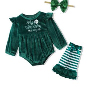 KANGKANG Baby Girl Clothes St Patricks Day My First St. Patricks Day Baby Girl Green Long Sleeve Romper with Leg Warmer 3pcs Baby Girl St. Patricks Day Outfit St Patricks Day Outfit Girls