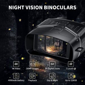 Night Vision Binoculars - Night Vision Goggles for Adults, 3'' Digital Infrared Night Vision can Save Photo and Video with 32GB Memory Card & Rechargeable Lithium Battery