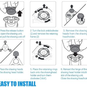 Sh90 Replacement Heads Compatible with Philips Norelco Series 9000 Replacement Blades for Philips Norelco 9000 Replacement Heads for Electric Shaver Series 9000(S9xxx) 8000(S8xxx),3Pcs & Brush