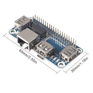 DORHEA Ethernet/USB HUB HAT Expansion Board USB to Ethernet RJ45 Network Port for Raspberry Pi 4 with Ethernet Port and USB Ports Compitable with Raspberry Pi 4/3B+/3B/Zero/Zero W/Zero WH/Zero 2W