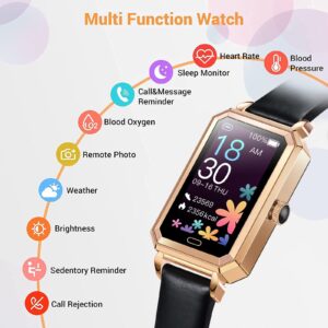 Smart Watch for Women, Waterproof Ladies Fitness Traker Blood Pressure Heart Rate Blood Oxygen Sleep Monitor Message Notification Sport Pedometer, Girls Bracelet Smartwatch for iOS Android (Black)