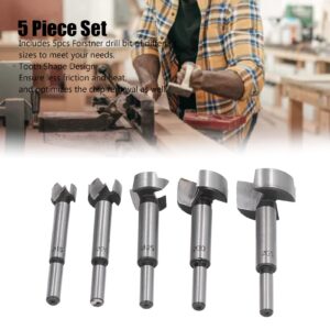 Drill Bit Set, 5Pcs Professional High Speed Carbon Steel Bits, 15mm 20mm 25mm 30mm 35mm Bit Set for Wood Drilling Holes