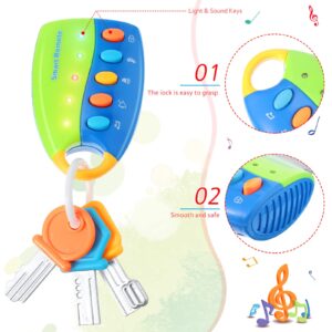 Skylety Musical Smart Remote Key Toy Fake Car Toy Keys with Sound and Lights Fun and Educational Key Toys for Travel Play (Batteries Not Included)