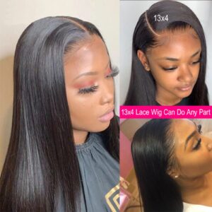 Straight Lace Front Wigs Human Hair Pre Plucked 22Inch 13x4 HD Transparent Lace Frontal Wigs Human Hair Wigs For Black Women Glueless Straight Wigs Brazilian Virgin Human Hair 160% Density