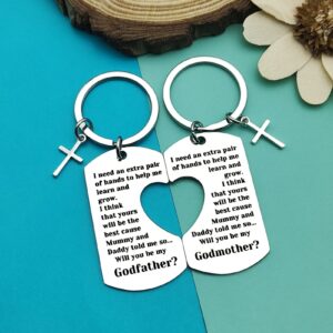 Godparent Gifts from Godchild Will You Be My Godmother/Godfather Keychain Set Godparents Proposal Gifts for Baptism Christening Gift Godparents Announcement Jewelry First Communion Gift for Godparent