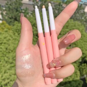 NewBang 4PCS White Eyeshadow Pencil,Glitter Shimmer Matte Hypoallergenic Eyeshadow Pen,Neutral Cream Eye shadow Stick,Long Lasting Waterproof Lying Silkworm Brightening Pen Set