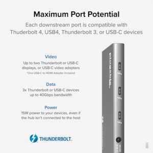 Plugable 5-in-1 Thunderbolt 4 Hub,Single 8K or Dual 4K Display; 4K HDMI Adapter Included, Offers Thunderbolt 4/3, USB4, and USB-C Expansion for Modern Mac and Windows Systems, Driverless