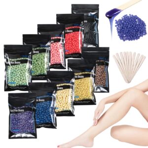 hard wax beads for hair removal,10 colors hard wax beans 2.2lb,bulk wax pearls for underarms back and chest home waxing